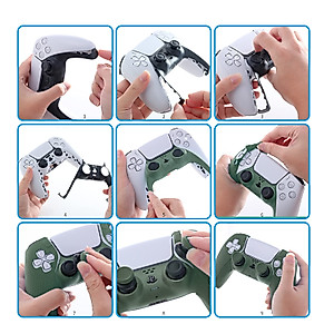 ECHZOVE PS5 Controller Accessories, PS5 Controller Skin, PS5 Controller Plate and PS5 Thumb Grips - Green