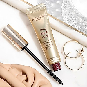 Wander Beauty Mile High Club Length + Define Black Mascara - Smudge-Proof, Lash Lengthening Mascara for a Full, Fanned Out Effect - Castor Oil + Peach Leaf Conditions & Strengthens - 0.31 fl oz