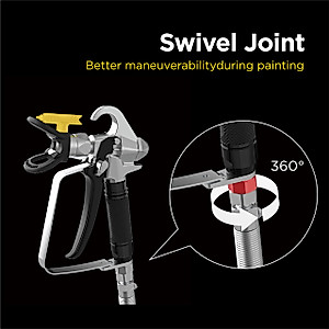 InoKraft Airless Paint Spray Gun High Pressure 3600 PSI with 515 Reversible Nozzle Tip for Exterior Paint/Primer, with Swivel Joint for Airless Paint Sprayers M1 & M3, Paint Sprayer Accessories