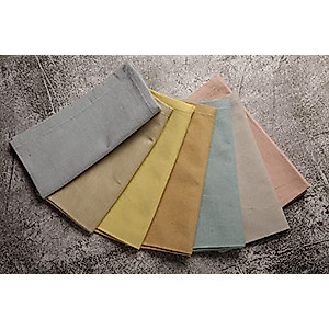 Country Maison Cloth Napkins | Pack of 6 Dinner Napkins | 18”X18” | 100% Cotton Cocktail Napkins | Table Napkins | Chambray | Peach