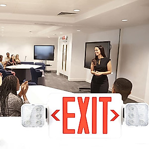 OSTEK 4 Pack Red LED Exit Sign with Emergency Light, Two LED Adjustable Head Emergency Exit Lights with 90 Minutes Battery Backup, Dual LED Lamp ABS Fire Resistance UL-Listed (4)