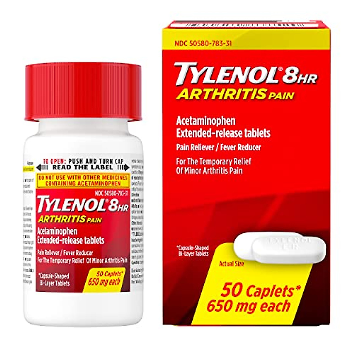 Tylenol 8 Hour Arthritis & Joint Pain Acetaminophen Caplets, 50 Count