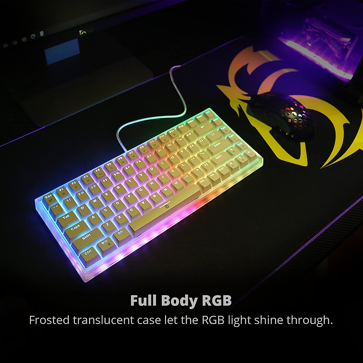 DREVO Gramr Full RGB Wired 84-Key Mechanical Gaming Keyboard with Switch Hot-Swappable Design, Full-Body RGB,TKL 75% Compact, Detachable USB-C Cable, Gateron Switch (Gateron Brown Switch, White)