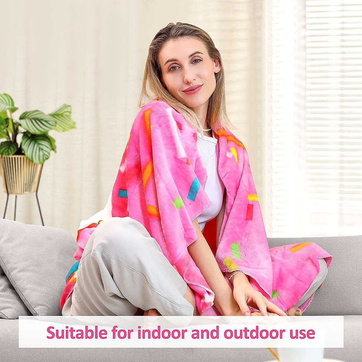 Donut Blanket Double Sided 80 inch, Donut Throw Blanket Funny Blankets Food Blankets for Adult Kids, Realistic Food Throw Blanket Kids Throw Blanket