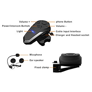 THOKWOK Motorcycle Bluetooth Headset,New Version BT-S3 1000m Helmet Bluetooth Intercom, Motorcycle Bluetooth Communication System for Ski/ATV/Dirt Bike Up to 3 Riders(Boom Microphone, Pack 1)