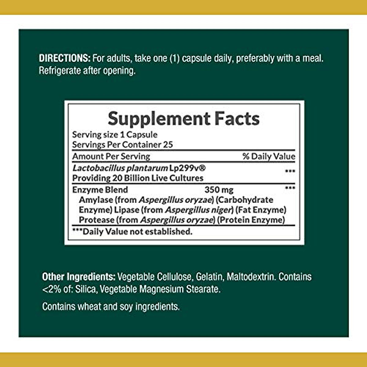 Probiotic, for Occasional Gas and Bloating Dietary Formula by Nature's Bounty, Dietary Supplement, Helps with Abdominal Discomfort, Promotes Digestive Health, 25 Capsules