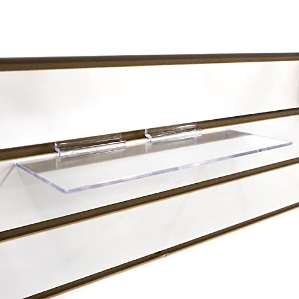STORE FIXTURES DIRECT Clear Acrylic Slatwall Shoe Shelf, 4" D x 10" L Flat Acrylic Shoe Display Shelf, 20 Pack