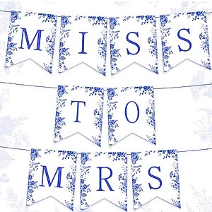 JeVenis Blue Miss to Mrs Banner Something Blue Before I Do Banner for Women Something Blue Bridal Shower Decoration Blue Bridal Shower Bachelorette Engagement Wedding