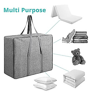 Thickened Folding Mattress Storage Bag, YUGYVOB Sturdy Carry Case for Tri-Fold Mattress, Fits 4 Inch Full or Queen Size Foldable Mattress, Clothes Storage Bag Organizer, 60''x 27.5''x 13''