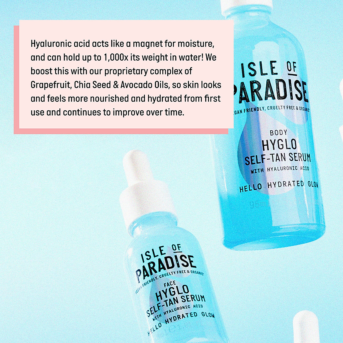 Isle of Paradise Hyglo Face Hyaluronic Self Tan Serum - Hydrating and Brigtening Gradual Tan Facial Serum, Vegan and Cruelty Free, 1.01 Fl Oz