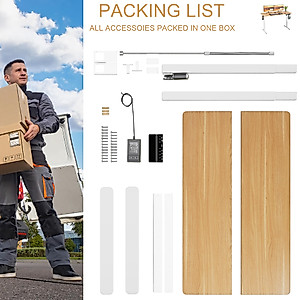 Walsunny Electric Height Adjustable Standing Desk, 55 x 24 Inches Splice Board, Sit Stand Up Computer Table, Computer Workstations for Home Office, White Frame/Walnut Top