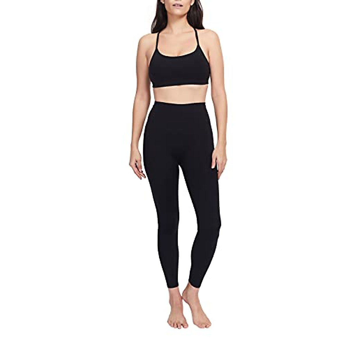Sage Activewear Womens High Waisted 7/8 - Moisture Wicking Tummy Control Stretch Athletic Rise Yoga Pant Leggings, Deep Black, X-Small US