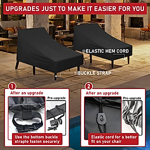 CKCLUB Patio Chaise Lounge Covers Waterproof Outdoor Lounge Chair Cover Heavy Duty UV Resistant for Outdoor Pool Lounge Chair 2 Pack Black - 86L x 35W x 32H inch