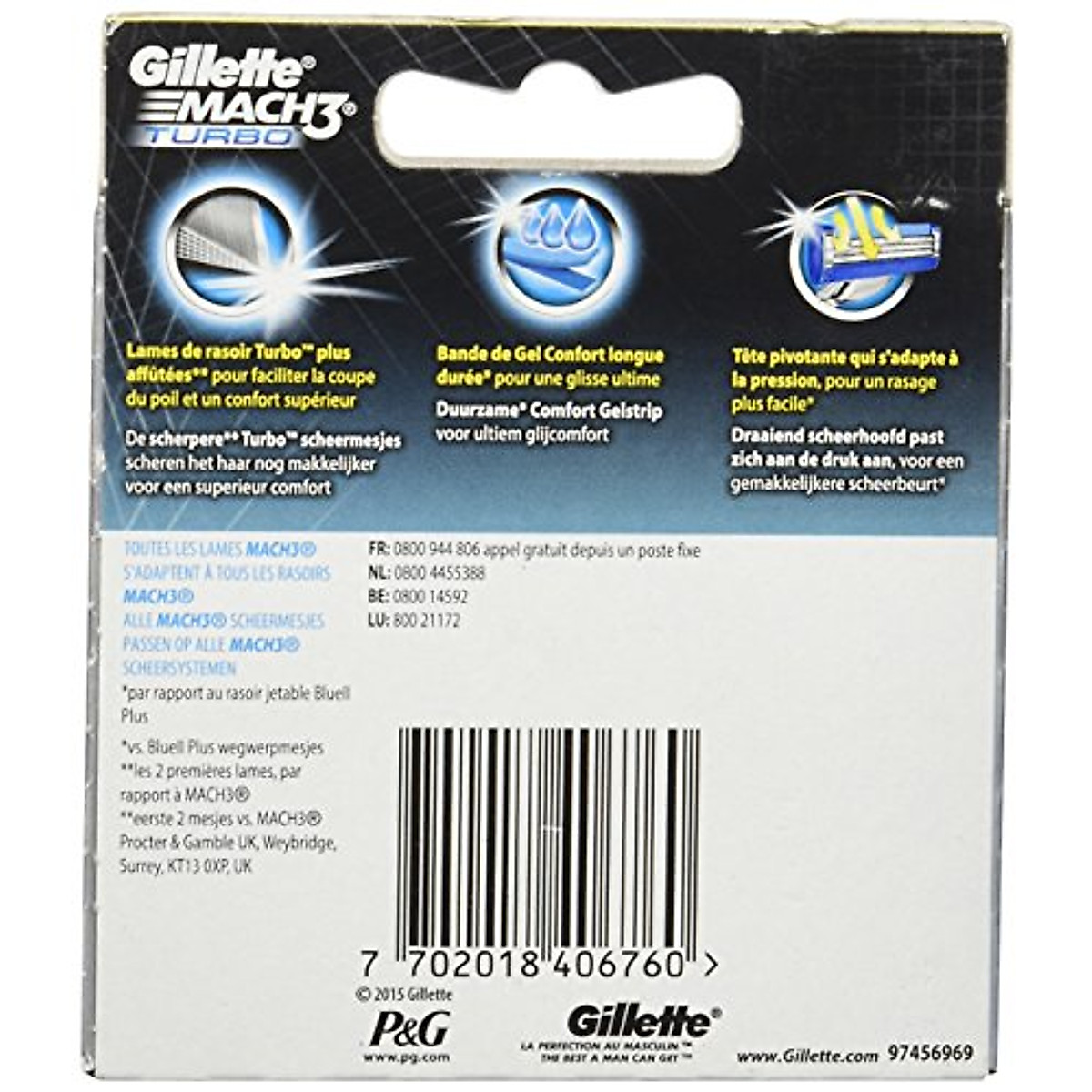 Gillette Mach3 Turbo Razor Blades for Men