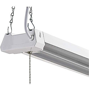 HARRRRD 3PK LED 4ft Utility Shop Light-40W, 5000K, Non-Linkable, Frosted Lens, 4100LM, Replaces 4 Foot Fluorescent, Garage Shoplight Ceiling Fixture, Pull Cord Chain, Plug in