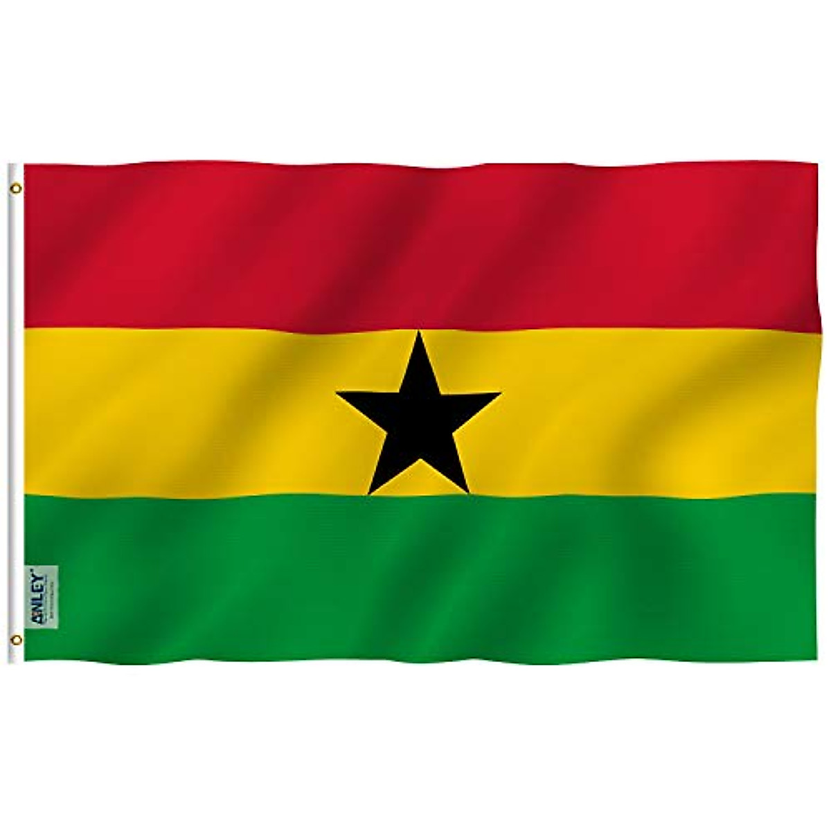 Anley Fly Breeze 3x5 Foot Ghana Flag - Vivid Color and Fade Proof - Canvas Header and Double Stitched - Ghanaian National Flags Polyester with Brass Grommets 3 X 5 Ft