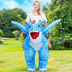 GOOSH Inflatable Dinosaur Costume for Adult Halloween Costume Women Man 72IN Funny Blow up Costume for Halloween Party Cosplay