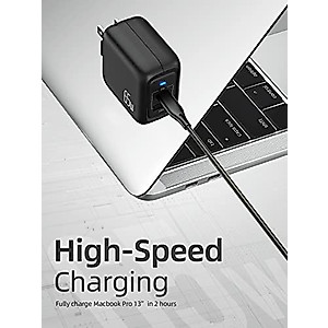 imuto 65W USB C Compact Wall Charger, GaN PPS Fast Dual-Port Foldable Travel Charger for MacBook Pro/Air, Chromebook, GalaxyBook, XPS 13, Pixelbook, Surface, iPad Pro, Steam Deck, and More