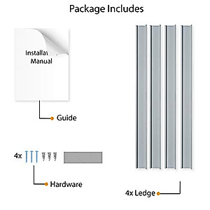 Wallniture Denver 46" Floating Shelves for Wall, Floating Bookshelf for Kids Room, Gray Kids Room Shelves, Wall Bookshelf for Living Room Decor, Nursery Shelves, Picture Ledge Shelf Set of 4