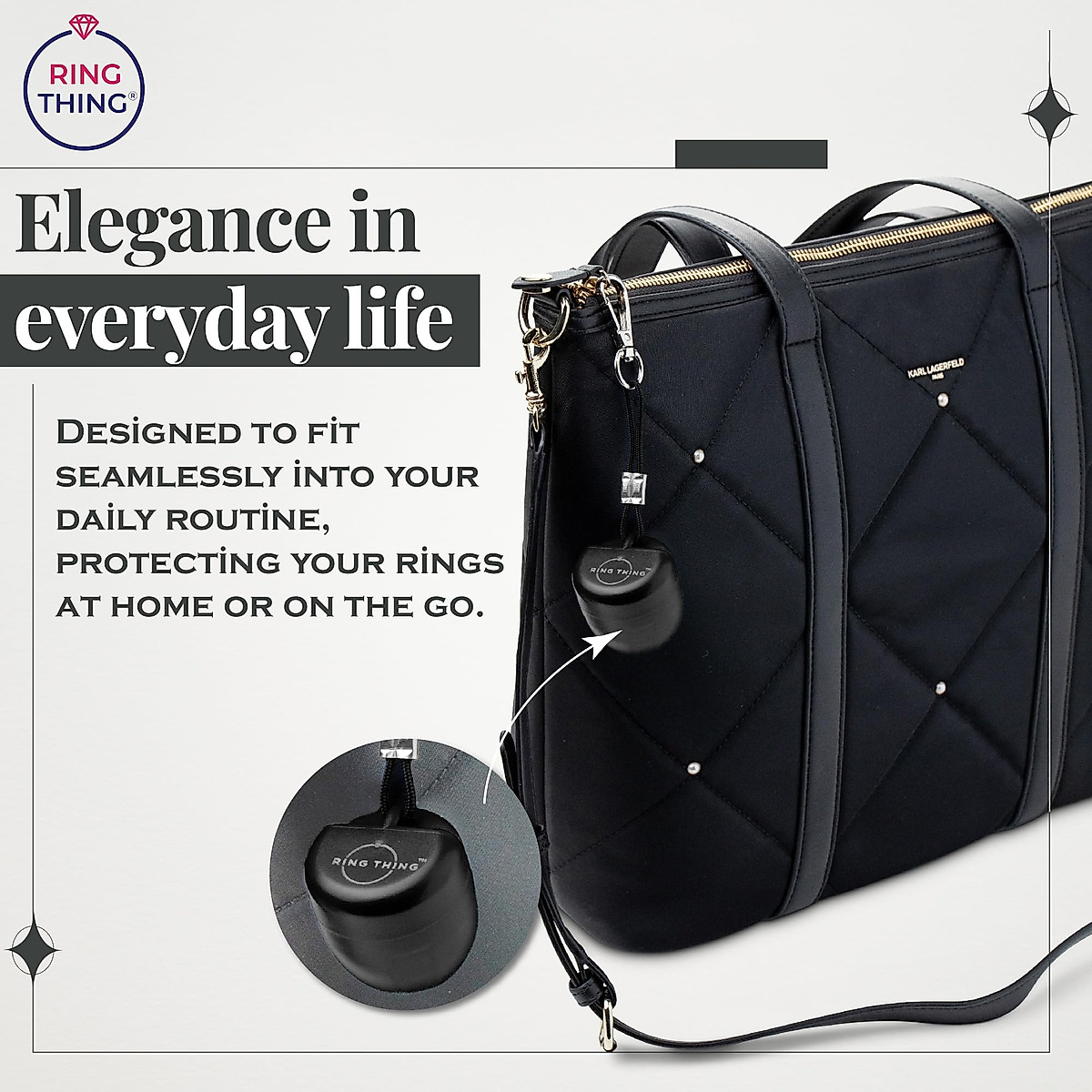 Ring Thing® - Ring holder for jewelry, portable ring case, ring organizer, ring storage, waterproof compact portable ring jewelry holder, organizer for stacking rings (Black Onyx)