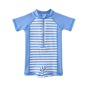 Wishere Boy's Rash Guard Shirt Upf 30+ Swimsuit, New Stripe, 6-12 Months