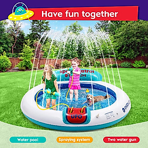 Inflatable Sprinkler Pool for Kids, Outdoor Summer Sprinklers Water Toys for Backyard Yard Lawn, Toddler Splash Pad, Baby Swimming Wading Pool (Classic Edition)