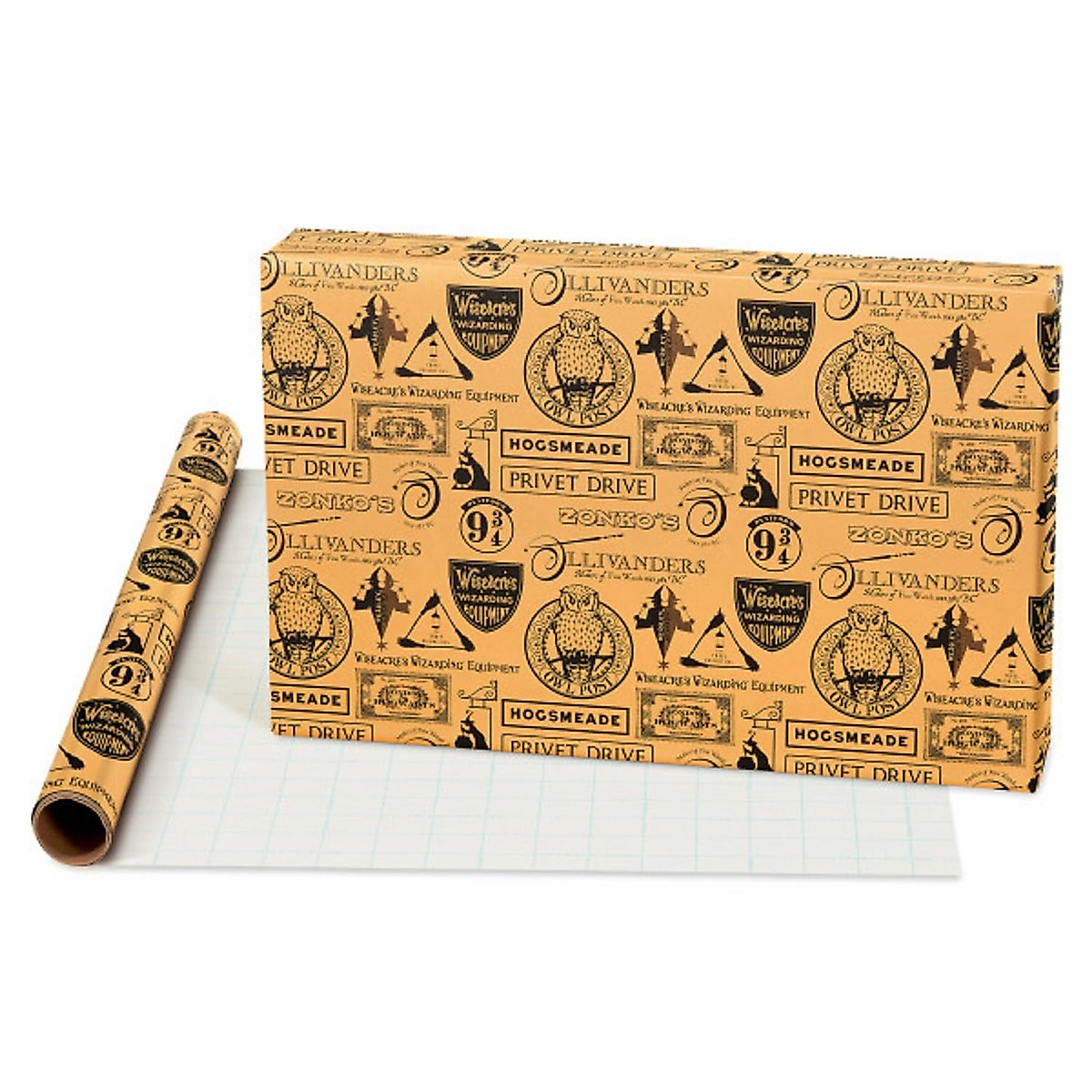 American Greetings 105 sq. ft. Harry Potter Wrapping Paper Set with Gridlines for Birthdays, Graduations and All Occasions, Hogwarts House Crests, Gryffindor Robe and Marauders Map (3 Rolls, 30 in. x 14 ft. each)