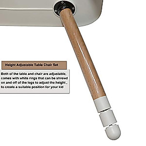 asunflower Wood Table Stool Set for Kid's Modern Desk & Chair Set Height Adjustable Table Chairs Set with Storage, White