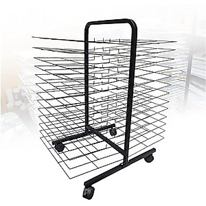 Drying Rack, 26-Shelf Mobile Art Drying Rack with Wire Shelves for Works of Art, Black Powder Coated Finish, Drying & Print Racks, Ideal for Schools and Art Clubs