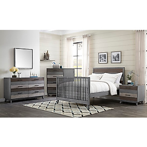 Soho Baby Cascade Premium Soft Closing 4-Drawer Chifferobe with Adjustable Shelves and Hanging Rod, Wire Brush Multi-Tone Gray Finish