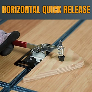 POWERTEC 20321 Quick Release Horizontal Toggle Clamp 201 - 60 lb Holding Capacity w Rubber Pressure Tip, 4PK,Silver