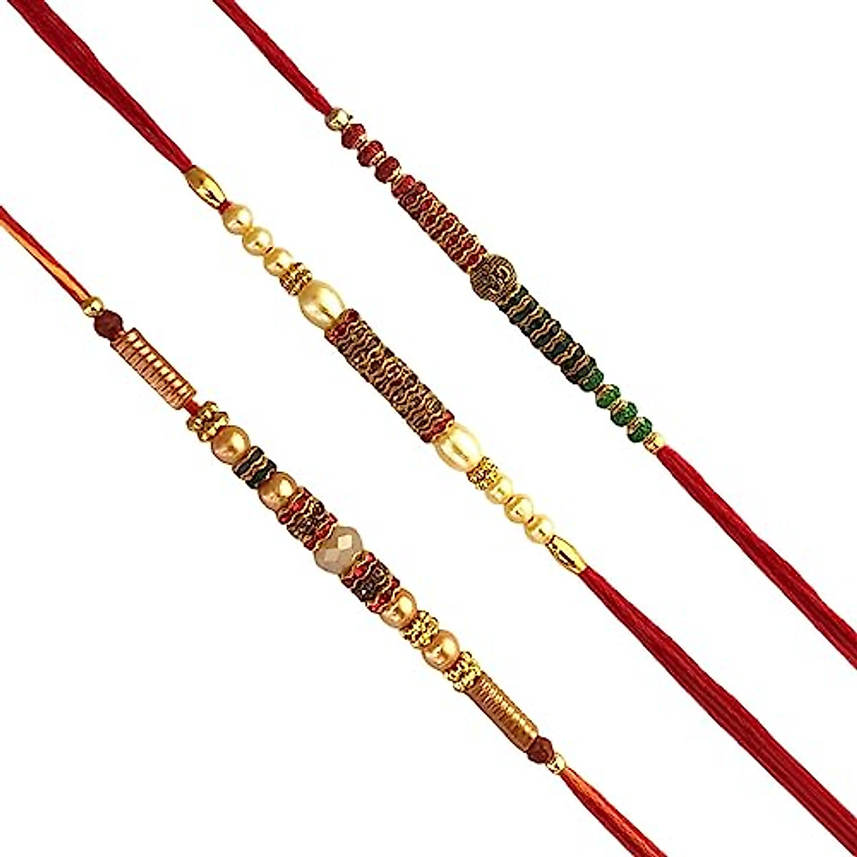 Set of 3 Rakhi for Brother Beds Multicolor Thread Mauli Bracelet Friendship Band for Festive Pooja Raksha bandan Bhai Bhaiya Bro Sister Wristbands Handmade for Men and Boys