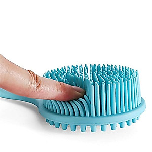 TBMAKE Body Brushes Multifunctional Silicone Brush Body Bath Shower Brush Back Massage Exfoliation Wisp Body Scrub Brush Long Handle Double-Sided (Color : Pink)