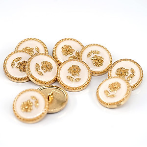 Craftisum 20 pcs Elegant White Enamel Rose Sewing Metal Shank Buttons for Coats -23mm -7/8"