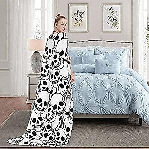 Skulls Blanket Soft Fleece Throw Blanket Plush Weighted Blankets for Couch Sofa Skull Gifts for Kids Adults Men Women