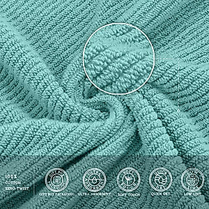 Towels for Bathroom,6 Pieces Gift Set,100% Cotton | Large | Soft | Quick Dry, 2 Bath towels 30×56inch, 2 Hand towels 18×28, 2 Wash Cloths 13×13,Dorm Bathroom Essentials, Teal | Aqua | Blue