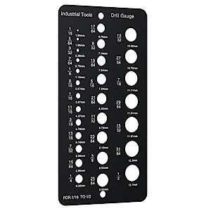 Weewooday Stainless Steel Drill Gauges for 1/16 Inch to 1/2 Inch Size Bits, 17/64-1/2 0.062-0.250 Bolt and Wire Diameter Index Gauge, 29-Hole Use for Accurate Measurement Equivalents(Black)