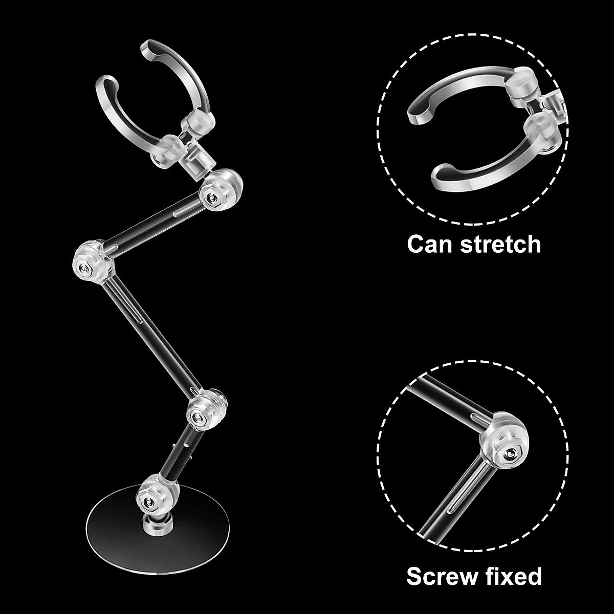 Jetec 12 Pieces Action Figure Stand Doll Stands Display Holders Action Figure Display Holder Doll Mini Display Stand Doll Support Frame Compatible with HG RG SD SHF Gundam 1/144 Toy, Transparent