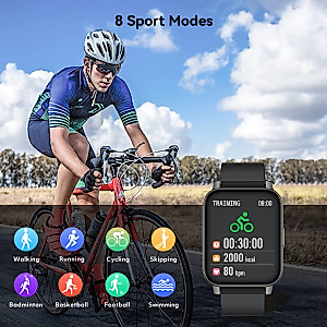 Smart Watch for Men Women IP68 Waterproof Smart watches Fitness Tracker with Blood Pressure Heart Rate Sleep Monitor, 1.69" Touch Screen Smartwatch Compatible with Android iOS Phones Step Counter