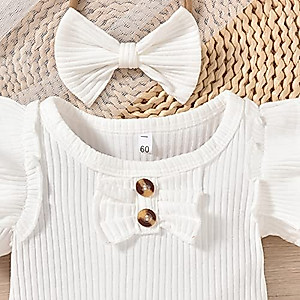 Aalizzwell Preemie Baby Girls Clothes Short Sleeve Bloomer Shorts Ribbed Summer Outfit White Premature