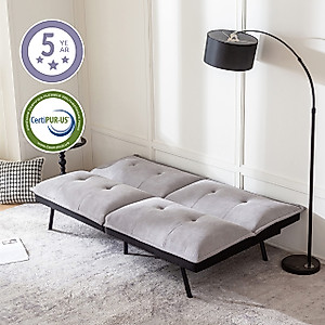 CH CHARME HOUSE Bed Convertible futon Couch with Adjustable Backrest, Modern Sleeper Sofa for Office Living Bedroom and Sitting Room, Small, Grey
