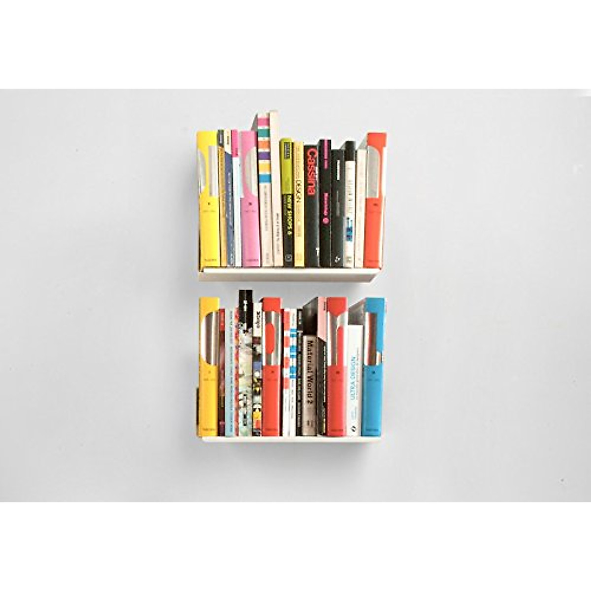 TEEbooks Bookshelf - Set of 2 Shelves - Steel - White - 45 x15 x 25 cm - for Large Format Books, Comics, Art Books