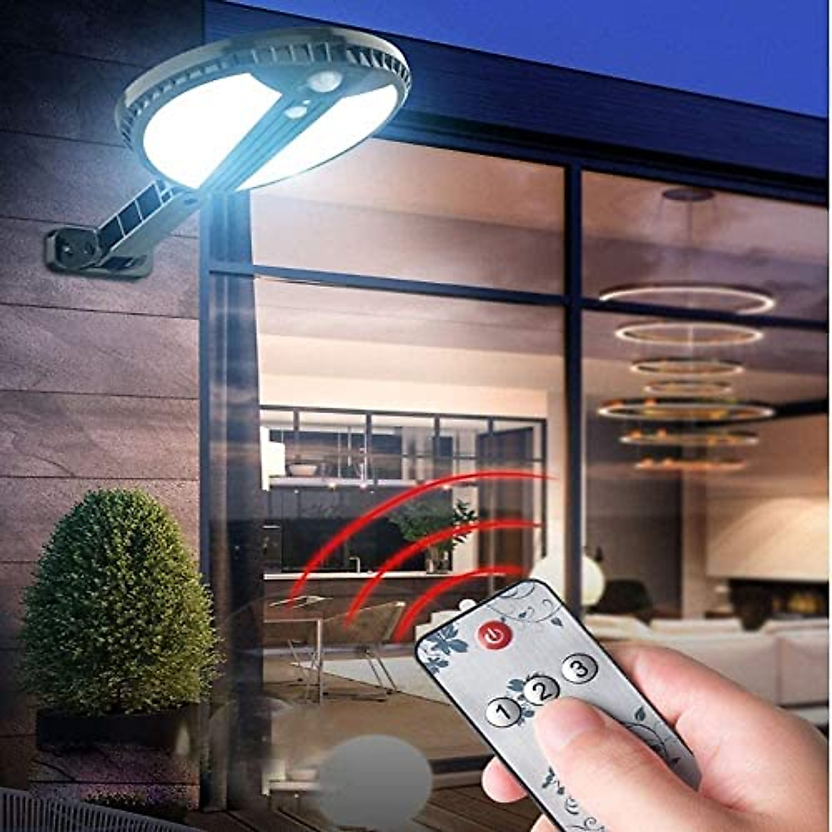 OAQZGBVK 2Pack Super Bright Solar Street Lights Outdoor with Remote Wireless IP65 Waterproof LED Security Light for Road Yard Parking lot and Garage