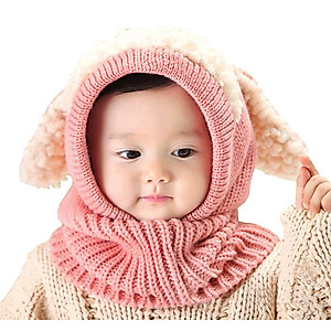 Bienvenu Toddler Hat Scarf Earflap Hoodie, Pink, One Size
