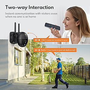 Helidallr Security Camera Outdoor, 355° PTZ Camera 1080P WiFi Wireless Indoor Cameras for Home Security 15000mAh Security Cameras with IP66 Waterproof, Night Vision, AI & PIR Detection, Two-Way Audio
