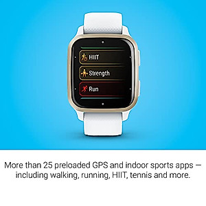 Garmin Venu® Sq 2 GPS Smartwatch, All-Day Health Monitoring, Long-Lasting Battery Life, AMOLED Display, Cream Gold and White