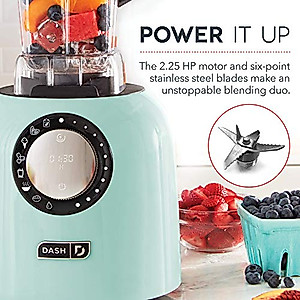 Dash Chef Series Deluxe Digital 64 oz Countertop Blender, with Stainless Steel Blades, Tritan Blending Jug, Tablet Stand & USB Charging Port, for Smoothies, Nut Butters, Purees, Soup and More - Aqua
