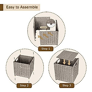 AELS Woven Baskets for Storage, Natural Hand-woven Storage Baskets for Organizing, Cubby Cubes Storage Bins for Shelves, 11" Modern Farmhouse Square Storage Cubes with Handles, Dark Gray, 2 Pack