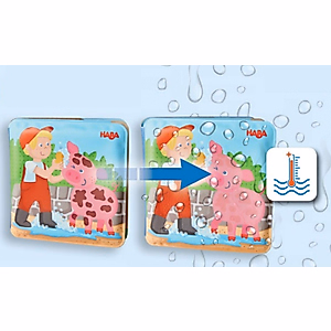 HABA Animal Wash Day - Magic Bath Book - Wipe with Warm Water and the "Muddy" Pages Come Clean