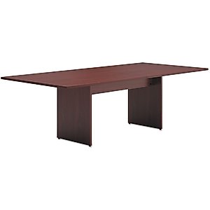 HON Modular Conference Table , Slab Base , Rectangle End , 48"W x 96"D , Mahogany Finish